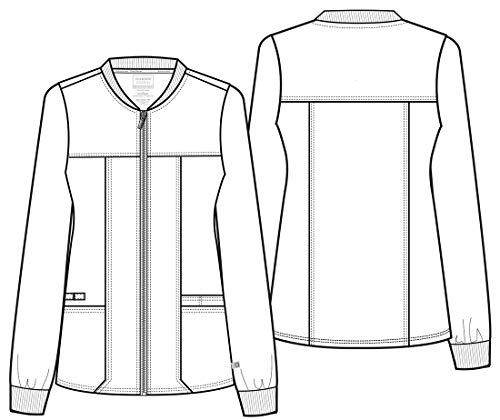 Cherokee Women Warm Up Scrubs Jacket Modern Classic Fit with Zip Front WW305AB, S, Black