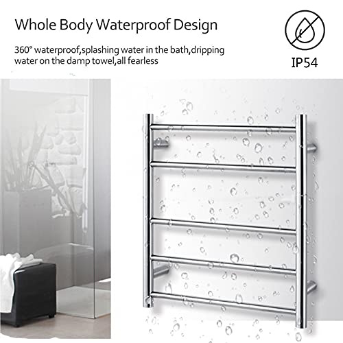 Heated Towel Rack, Towel Warmer, 5 Bars Wall Mount Electric Heated Towel Rack 304 Stainless Steel Radiator for Bathroom,Pools,Kitchen,Gyms,Plug in ,Electric Towel Warmer (Color : Hardwired)