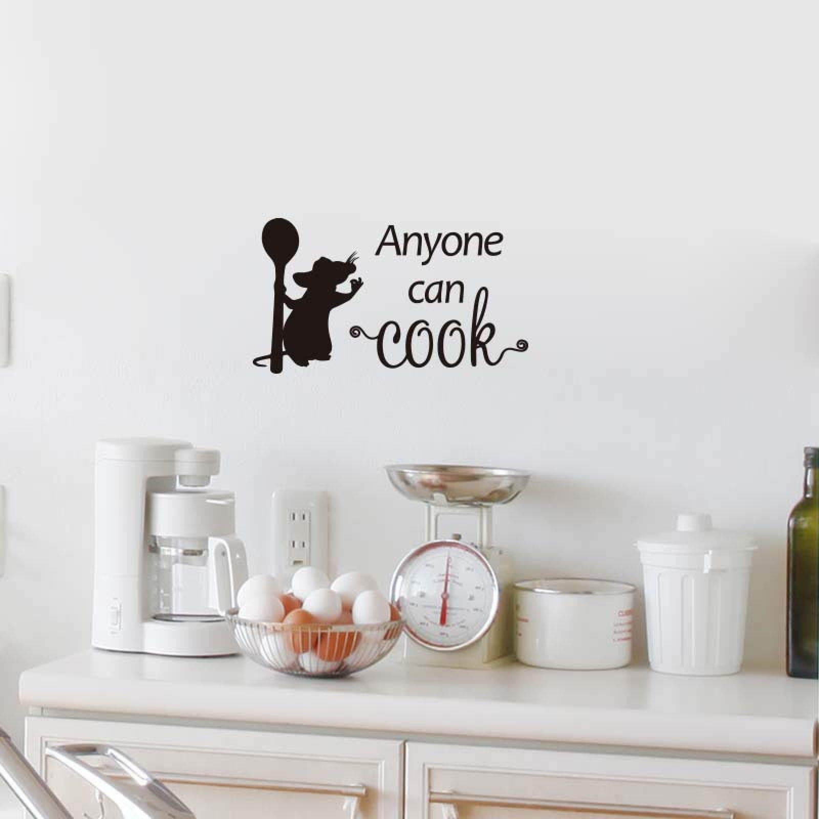 Skyinbags Wall Sticker,Kitchen Mouse Anyone Can Cook Wallpaper Removable Art DIY Wall Decals Poster for Kids Room Home Bedroom Living Children Decor Wall Murals