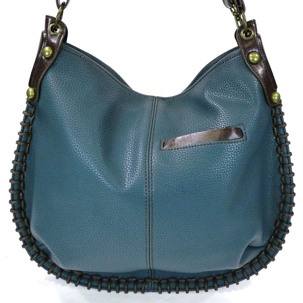 CHALA Handbags, Casual Style, Soft, Large Shoulder or Crossbody Purse with Keyfob - Navy Blue (Rooster)