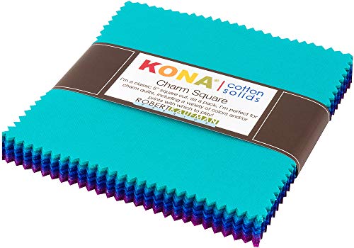 Kona Cotton Solids Peacock Charm Square 42 5-inch Squares Charm Pack Robert Kaufman CHS-720-42