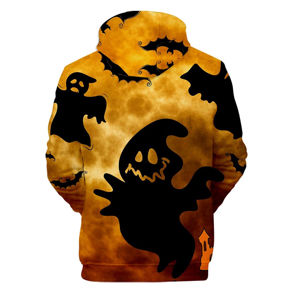 CapsA Halloween Hoodies Costumes for Women Long Sleeve Pumpkin Print Hoodie Top Blouse Funny Pullover Hooded Clothes