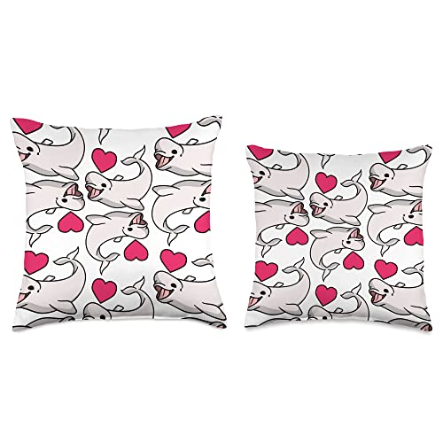 Beluga Whale Animal Gifts Whale Pattern Ocean Animal Lover Beluga Throw Pillow, 18x18, Multicolor