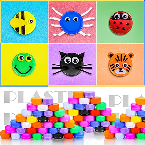 Motbach 200Pcs Plastic Bottle Caps for DIY Craft Environmental Protection and Development of Childrenās Intelligence (Mixed Color)