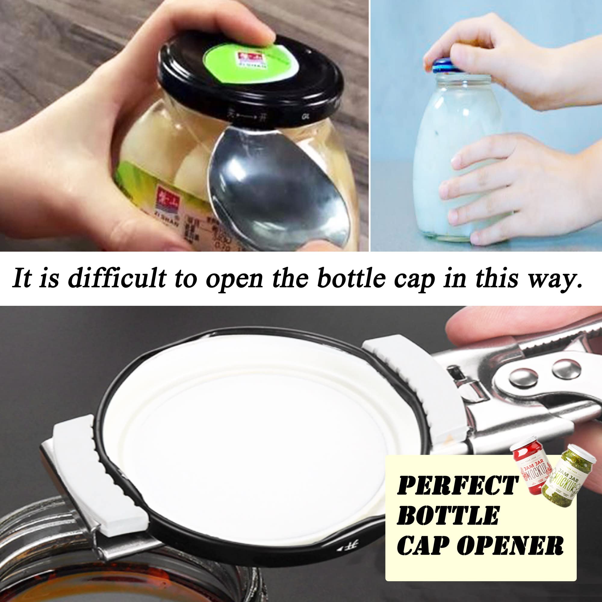 Adjustable Jar opener & Bottle Opener, Multifunctional Stainless Steel Manual Jar Bottle Can Opener, Easy-open Lid Seal Remover Kitchen Accessories