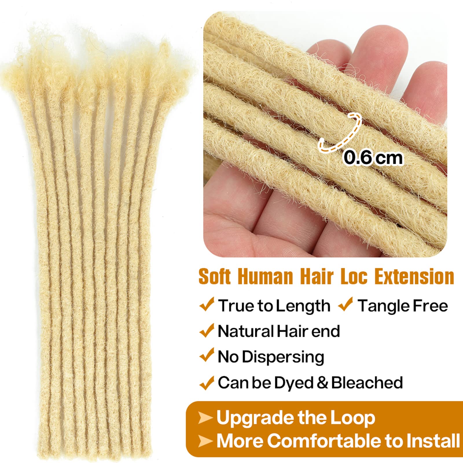 6-18 Inch Dreadlock Extensions Human Hair Fully Handmade Human Hair Dreadlock Extensions for Man/Women Locs Extensions Human Hair Can Be Dyed Bleached Curled… (18Inch-30Strands, 0.6CM Width-613#)