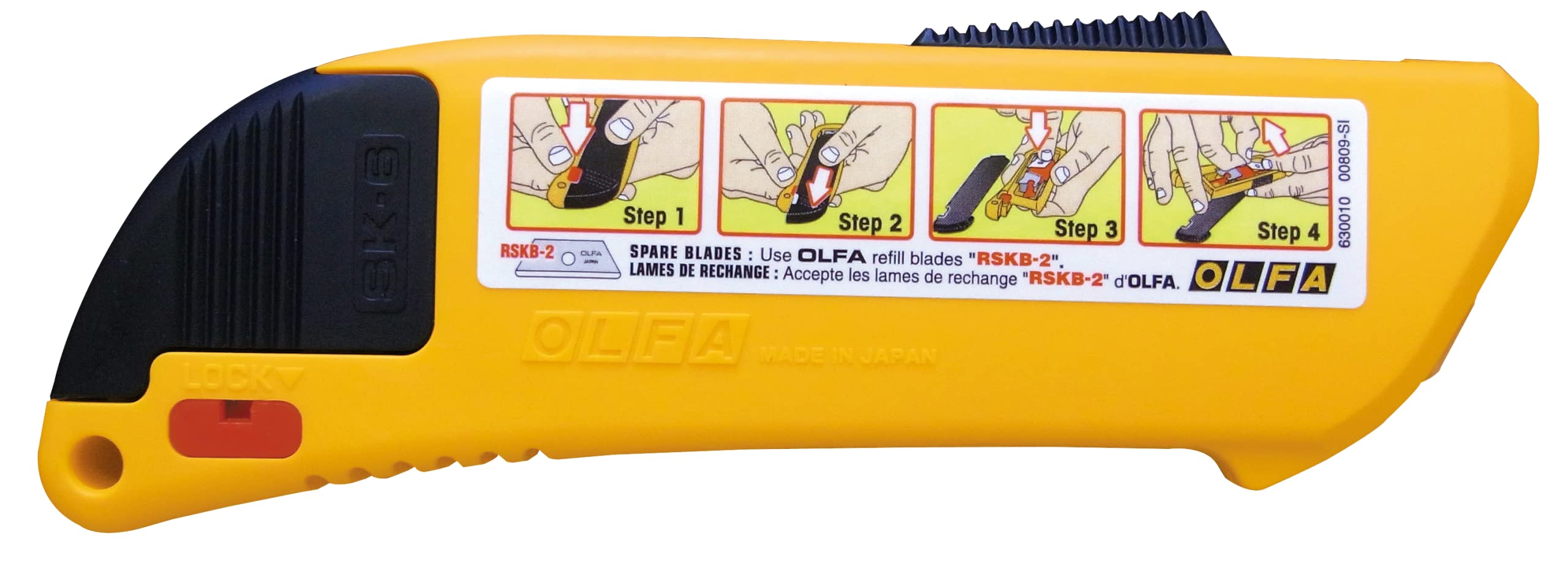 OLFA Self Retracting Safety Utility Knife (SK-6) - Multi-Purpose Fully-Auto Box Cutter w/Self Retractable Blade, Blade Guard, & Ergonomic Handle, Replacement Blades: OLFA RSKB Safety Blades