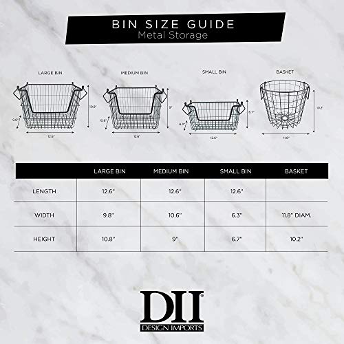 DII Metal Wire Mesh Stackable Utility Storage Bin, Large Rectangle, 13x10x11", Black