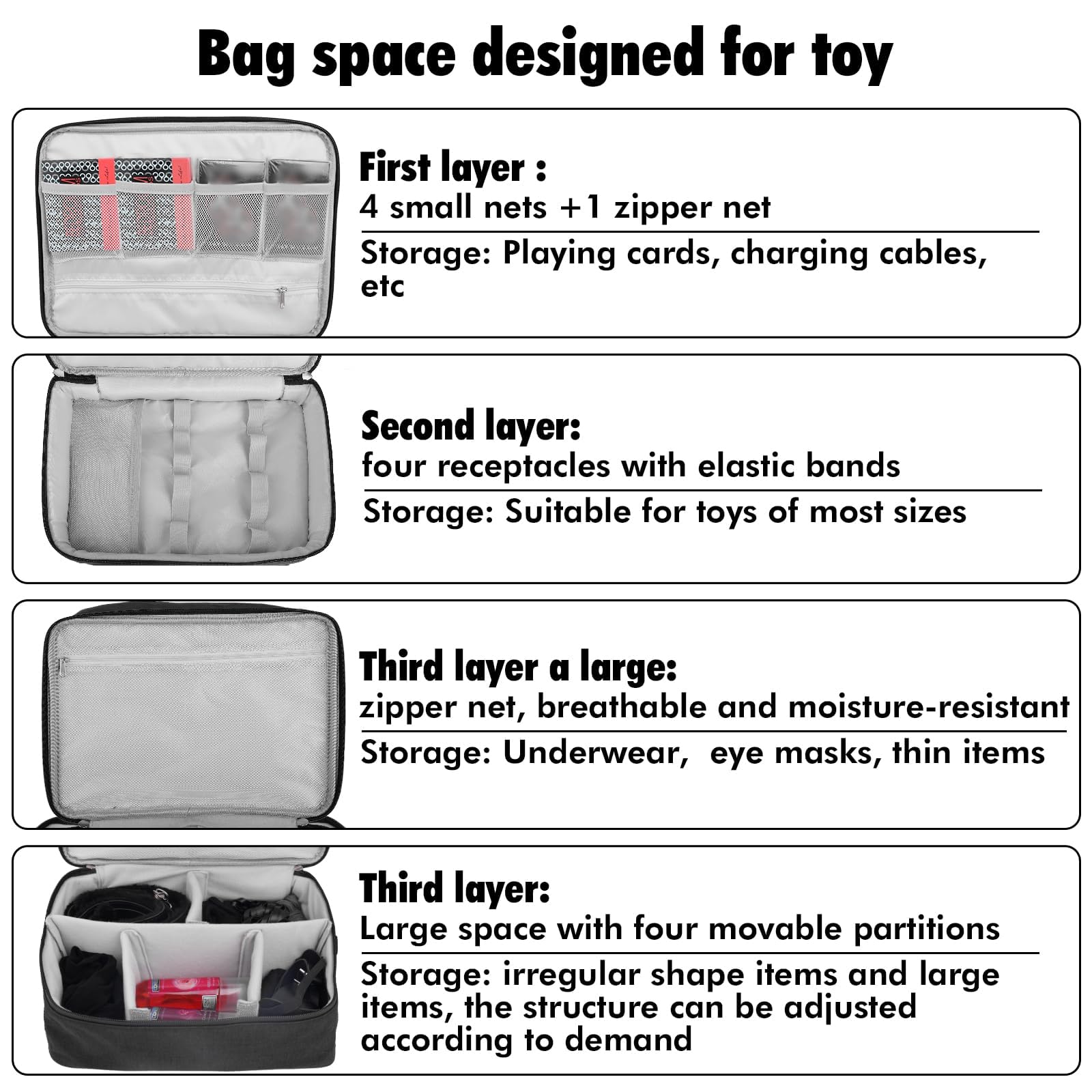 MUOUM Discreet Lockable Adult Storage Toy Bag And 2pcs L Size (8.6 * 11.8inch) Microfiber Drawstring Bag Box Organizer Container