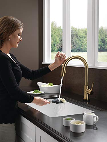 Delta Faucet Trinsic Gold Kitchen Faucet Touch, Touch Kitchen Faucets with Pull Down Sprayer, Kitchen Sink Faucet, Faucet for Kitchen Sink, Touch2O Technology, Champagne Bronze 9159T-CZ-DST