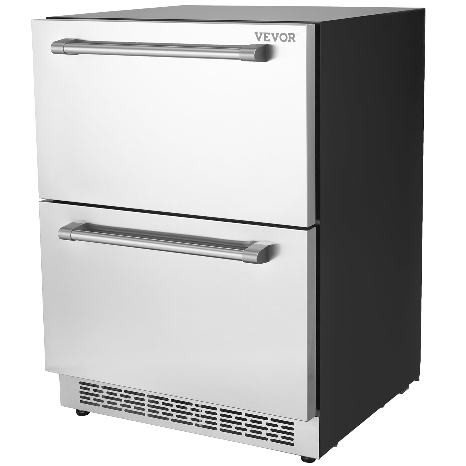 VEVOR 24" Undercounter Refrigerator, 2 Drawer Wine Refrigerator with Different Temperature, 4.87 Cu.ft. Capacity, Waterproof Indoor and Outdoor Under Counter Drawer Fridge for Home and Commercial Use