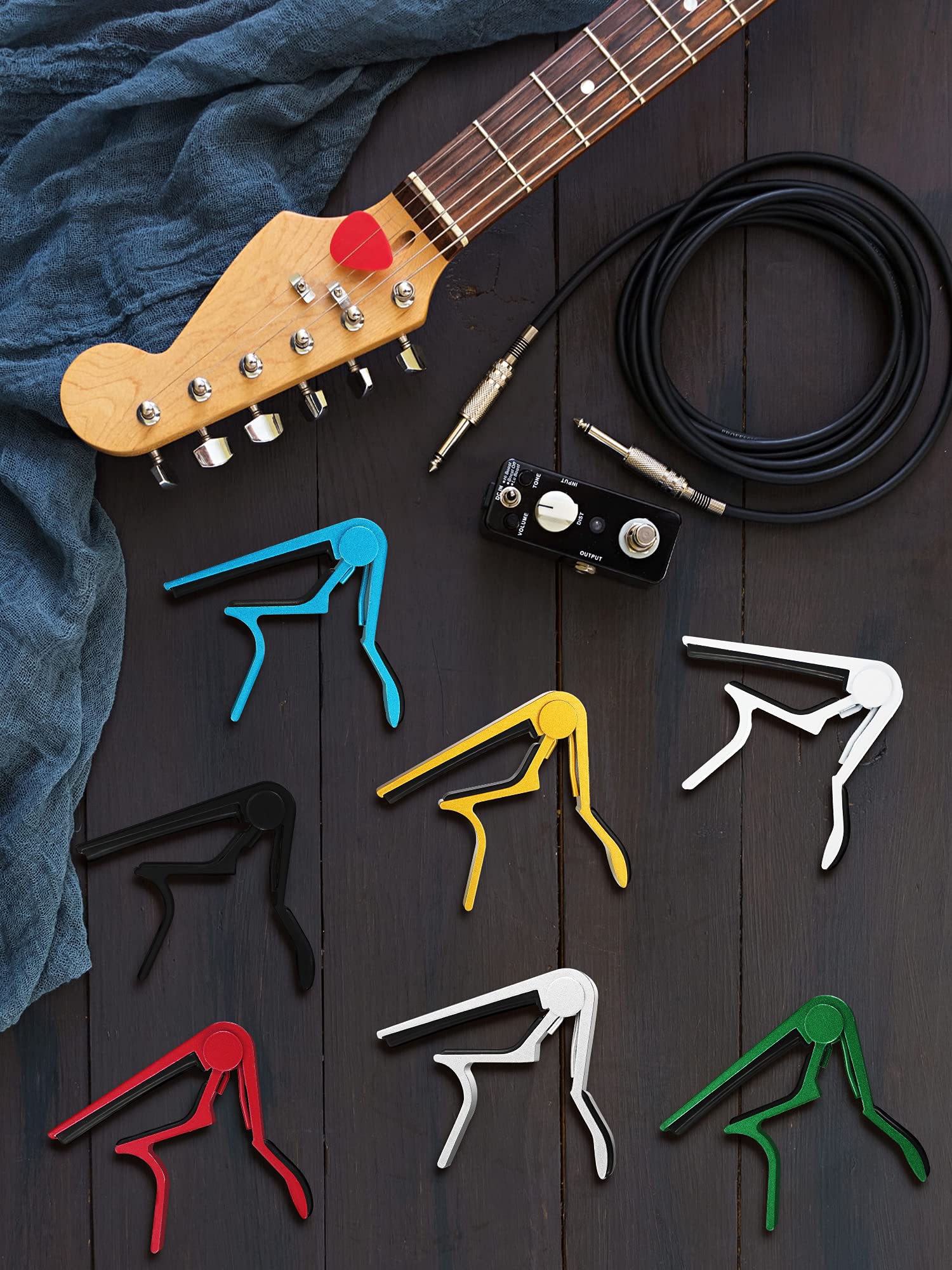 8 Pieces Guitar Capo Guitar Accessories Capo Aluminum Metal Universal Guitar Clamp Capo Electric Guitar Capo Clamp for Various Types Lightweight String Instrument