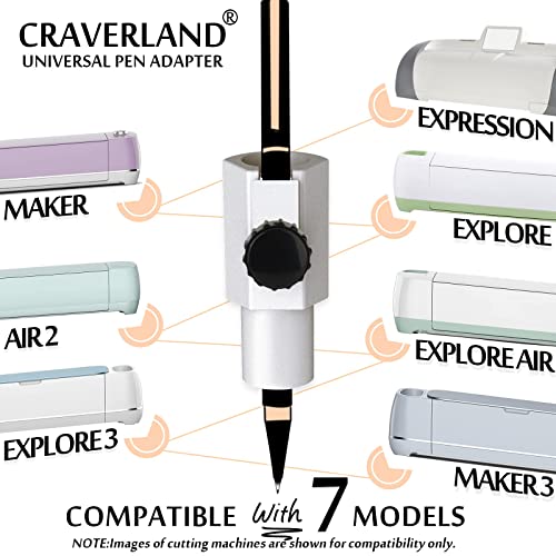 CRAVERLAND Universal Pen Adapter Set,Compatible with Cricut Maker 3/Maker,Explore Air 2/Air,Explore 3/Explore,Work with Sharpie,BIC,Crayola,Sakura and More Pens Less Than 0.5"