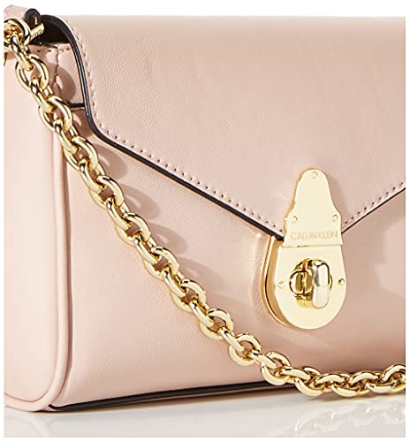 Calvin Klein Soft Lock Lamb Leather Small Convertible Crossbody Shoulder Bag, Pale Rose