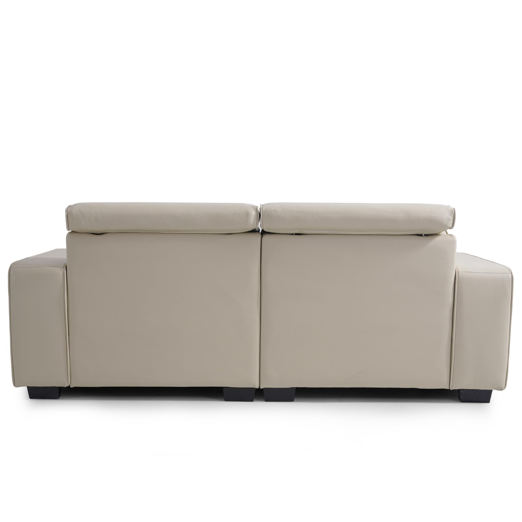 83" Leather Sofa with Adjustable Headrest Mid Century Modern Double Loveseat Sofa for Living Room Bedroom Apartment Office,2 Seater Luxury Classic Wide Armrest,Deep Seat (Leather, White)