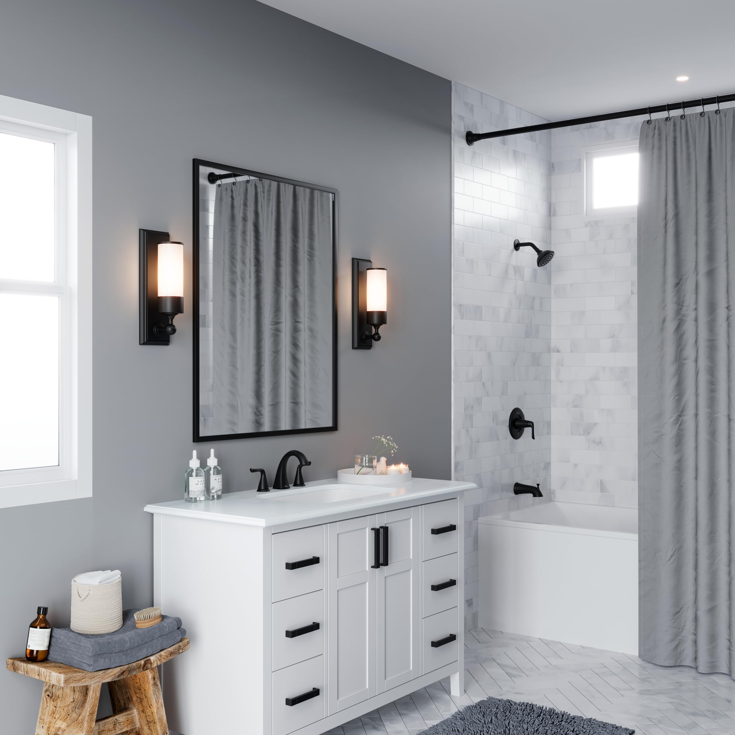 Pfister Willa Tub & Shower Trim Kit, Valve and Cartridge Included, 1-Handle, Spot Defense Matte Black Finish, 8P8WS2MALSSDB