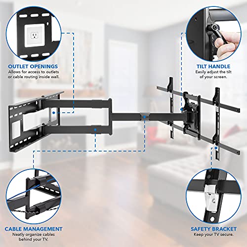 Mount-It! Long Arm TV Mount, Full Motion Wall Bracket with 40 inch Extension Articulating Arm, Fits Screen Sizes 42, 47, 50, 55, 60, 65, 70, 75, 80 Inch, VESA 800x400mm Compatible, Holds up to 110 lbs