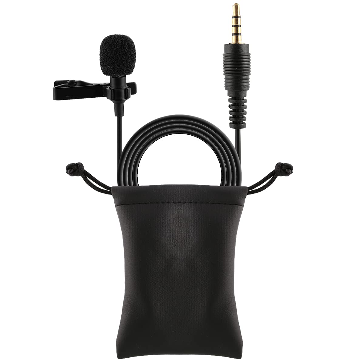 Camidy Clip On Lapel Microphone,Mini Handless Lavalier Mic 3.5mm Jack Wired Omnidirectional Condenser Microphone for Voice Recording