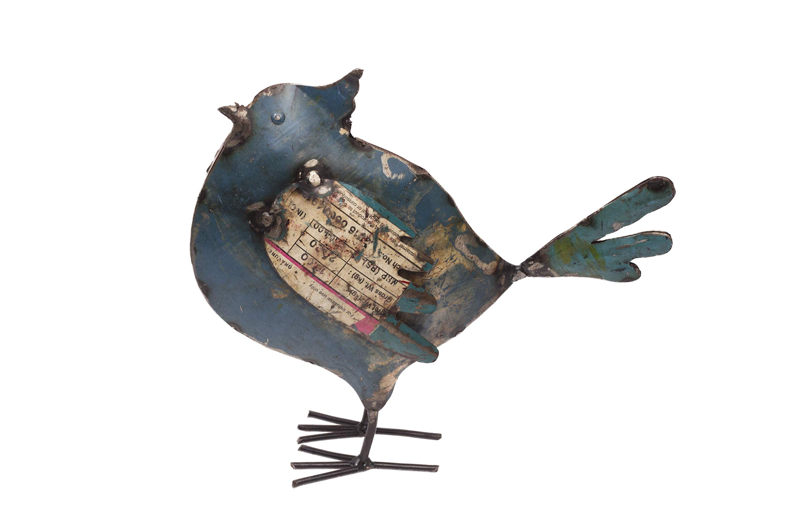 DeKulture Antique Bird Figurine: Vintage Metal Sculpture, Bird Statues for Collection, Rustic Home Accents (9.5x1.5x9 Inches)