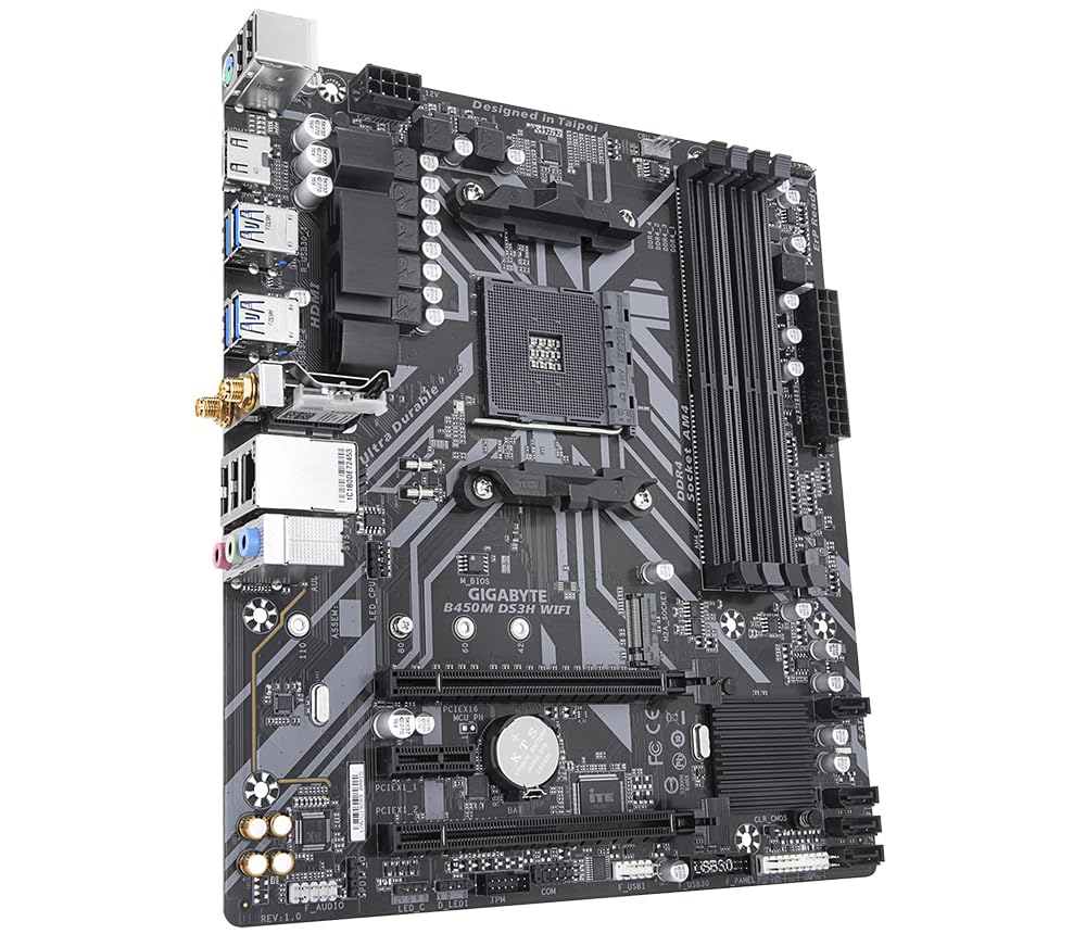 GIGABYTE B450M DS3H WiFi-Y1 (AM4//AMD/B450/mATX/SATA 6GB/s/USB 3.1/HDMI/Wifi/DDR4/Motherboard)