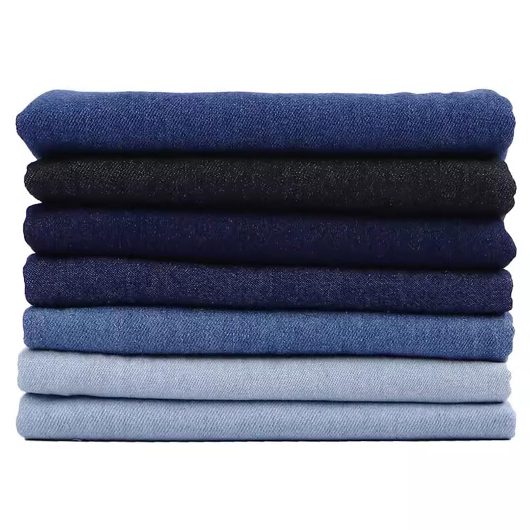 Denim 10.5 OZ 100% Cotton Fabric-150cm/59 Inches Wide Blue Washed Jean Fabric(Size:3 Yard,Color:Light Blue)