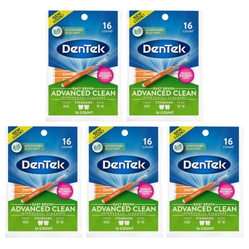 DenTek Easy Brush Interdental Cleaners, Mint, 16 Count (Pack of 5)