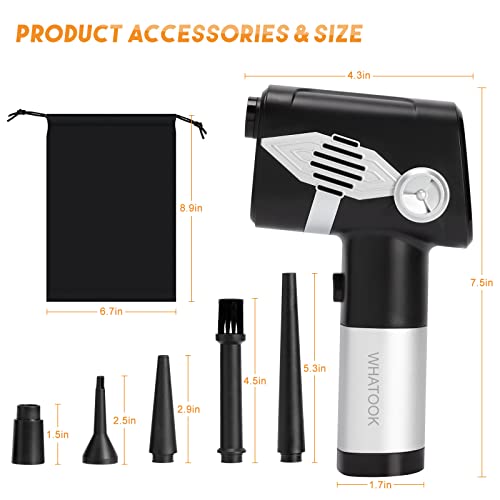 Compressed Air Duster with Brushless Motor,3 Speeds Electric Vacuum Cleaner Air Duster,3-in-1 6000mAh Electric Canned Air Kit for Electronics Dust Cleaning, Air Blower with Rechargeable Battery