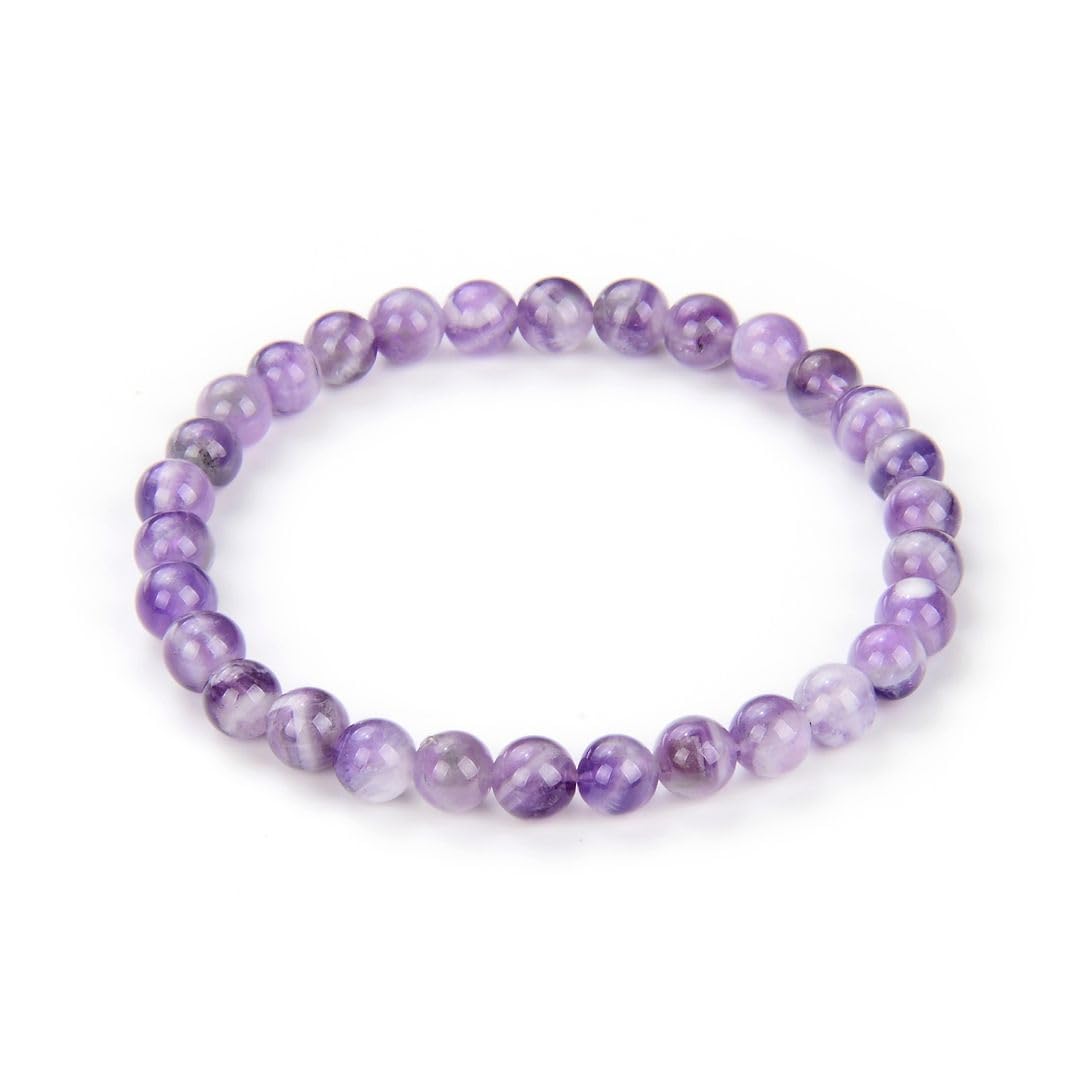 Adabele Real Natural Purple Amethyst Bracelet 7 Inch Stretch Gemstone Beaded Bracelet Chakra Healing Crystal Stone Jewelry Women Mom Gift GB6-A16