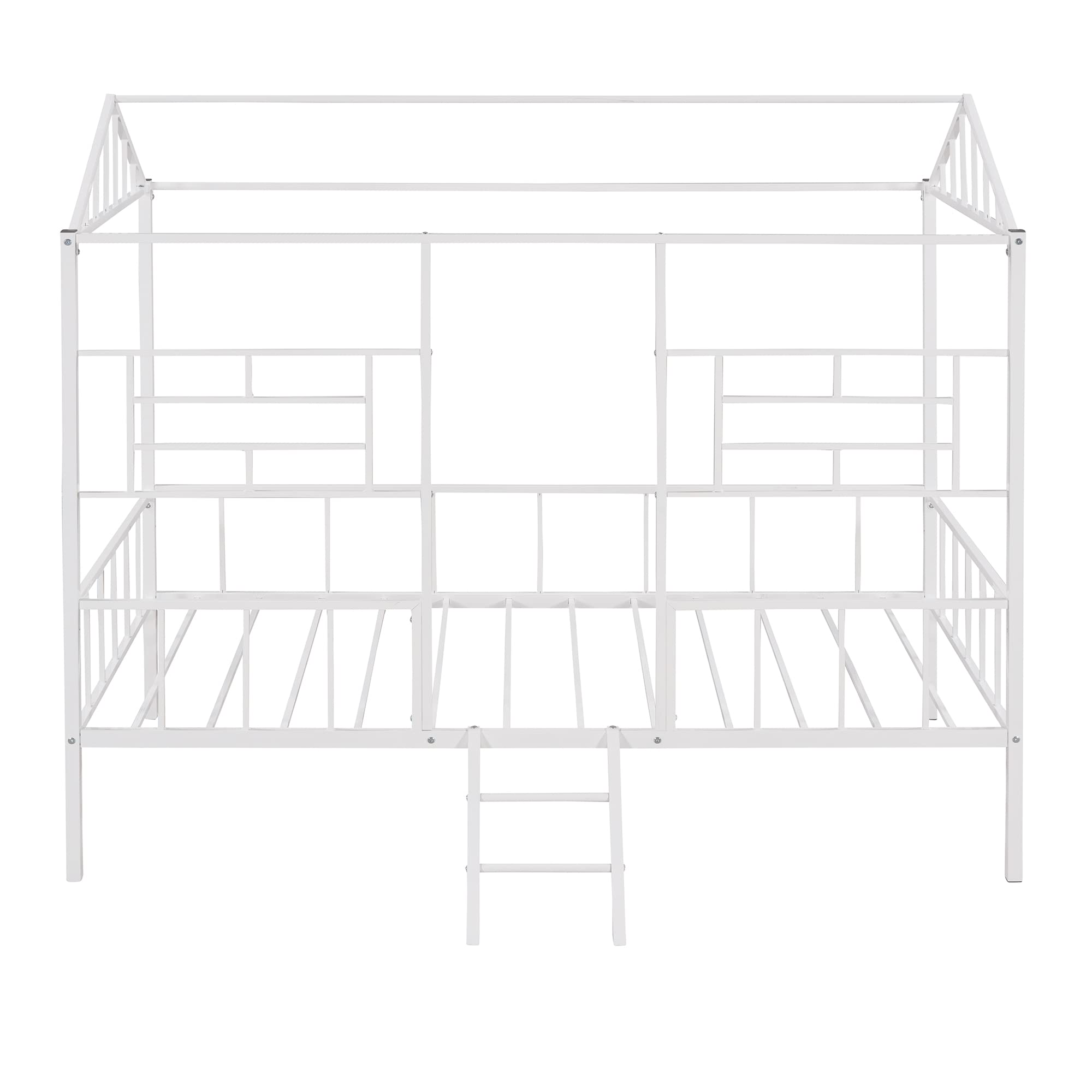 Bellemave House Bed Twin Size Kids Bed Frame Metal Platform Bed Frame, No Box Spring Needed, for Girls Boys (White)