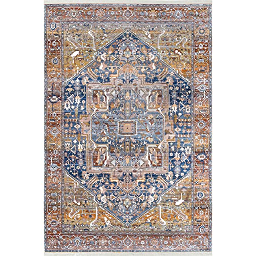 nuLOOM Harriet Vintage Medallion Fringe Area Rug, 3' x 5', Rust