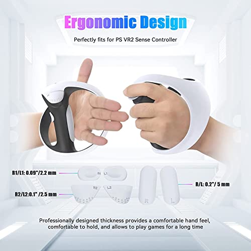 Anti-Slip Grips Silicone Pad for PS VR2 Sense Controller, Sweatproof Trigger Extender Pad for Playstation VR2 Gamepad, Cover Kits for PS VR2 Gaming Gamepad Grip, No Tools No Glue Residue