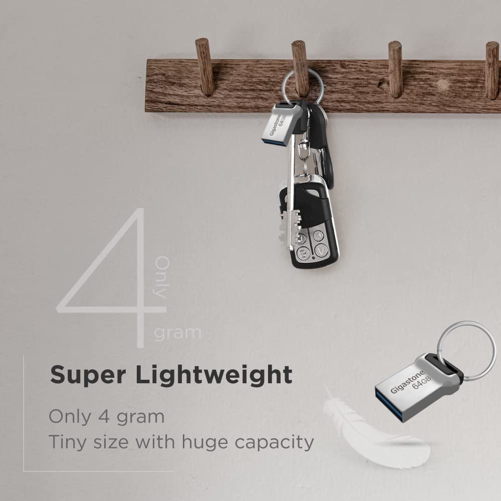 GIGASTONE Z90 [2-Pack] 64GB USB 3.2 Gen1 Flash Drive, Mini Fit Metal Waterproof Compact Pen Drive, Reliable Performance Thumb Drive, USB 2.0 / USB 3.0 /USB 3.1 Interface Compatible