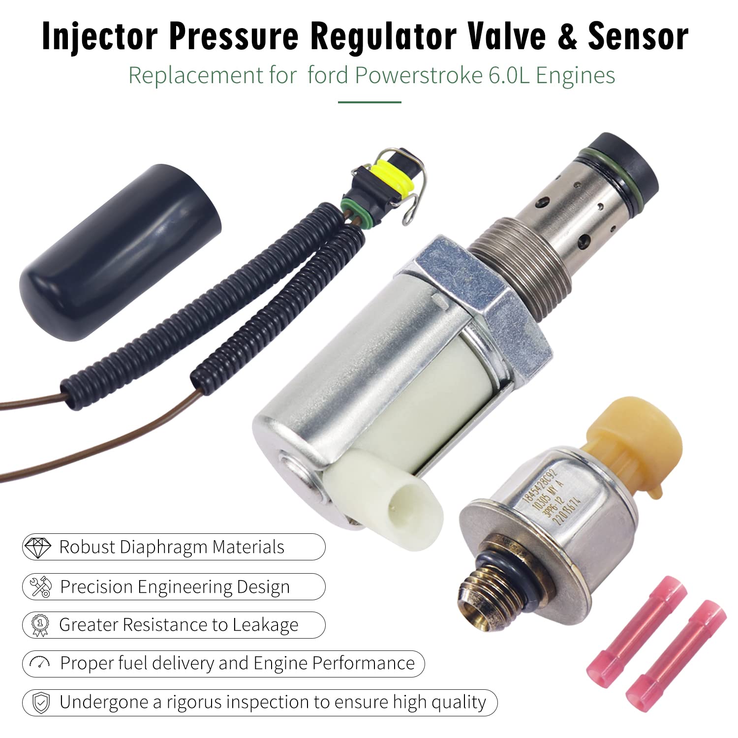 6.0 Powerstroke IPR Valve Fuel Injector Pressure Regulator & ICP Control Sensor Compatible with 2003-2010 Ford Super Duty F250 F350 F450 F550 E350 E450 Excursion 6.0L Diesel, Replace# 5C3Z9C968CA