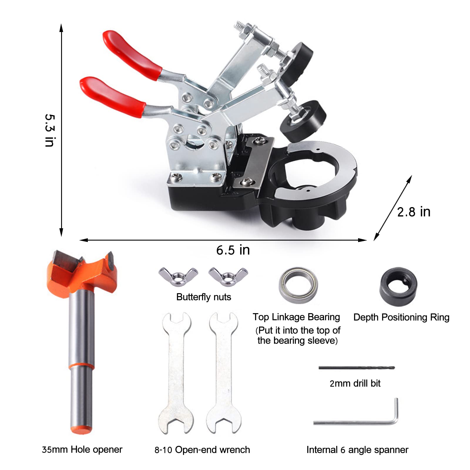Adoles 35mm Concealed Door Hinge Jig, Accurate Locking Cabinet Hinge Jig,Aluminum Alloy DIY Pocket Hole Jig,2 Retaining Clips,Adjustable Quick Punch Cabinet Hardware Jig