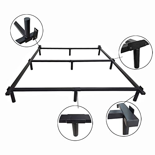 ANBLIZE King Size Bed Frame 7 Inch Heavy Duty Meta Bedframe for Box Spring and Mattress Set 9-Leg Weight Support 3000LBS Tool-Free Easy Assembly,Black
