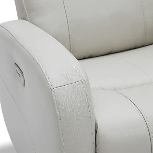 CHITA Genuine Leather Power Swivel Glider Recliner Chair,USB Charge Manual Headrest Double Layer Backrest Truck armrest Recliner Chair Sofa for Living Room and Nursery-Light Grey