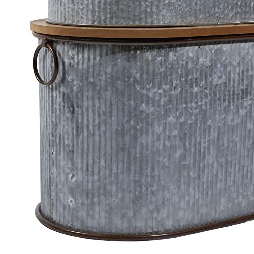 Deco 79 Metal Storage Bench with Brown Wood Top, Set of 3 48", 23", 23"W, Brown