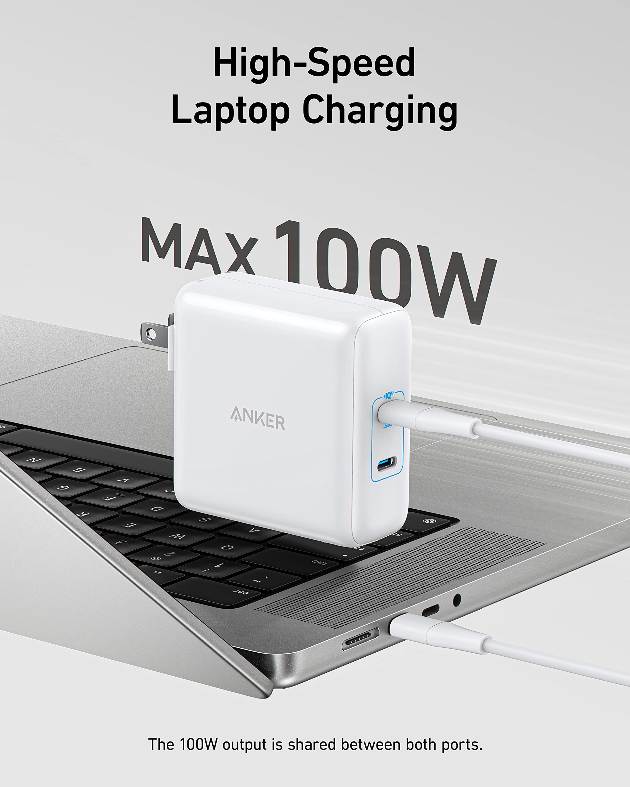 Anker 100W USB C, 2-Port Powerful Fast Compact Charger, USB C Cable, New Nylon USB C to USB C Cable (6ft, 2Pack), 60W(3A) USB C Charger Cable