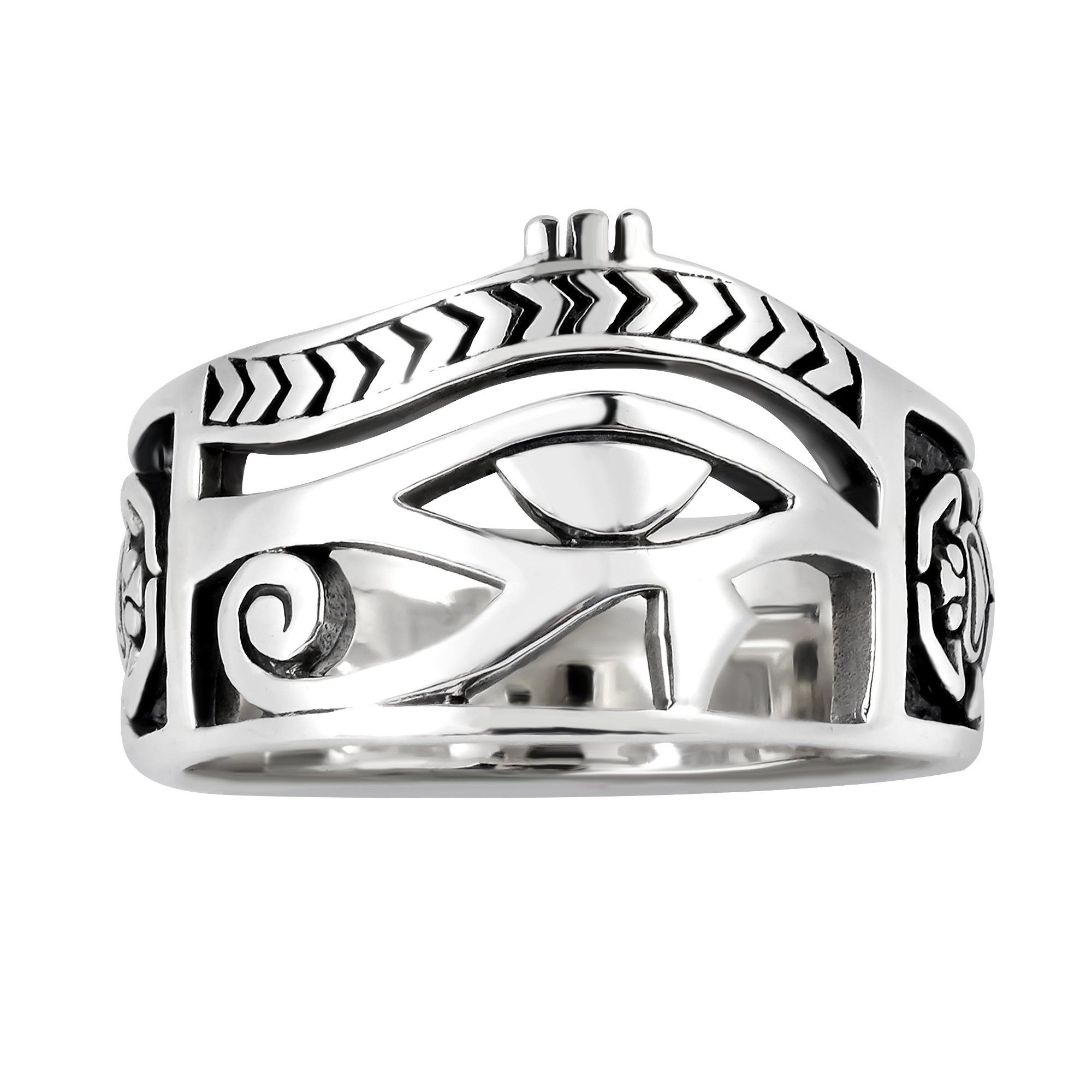 AeraVida Egyptian Eye of Horus Ankh Cross .925 Sterling Silver Ring | Classic Wedding Rings For Women | Gothic Comfort Fit Silver Rings for Women (6)