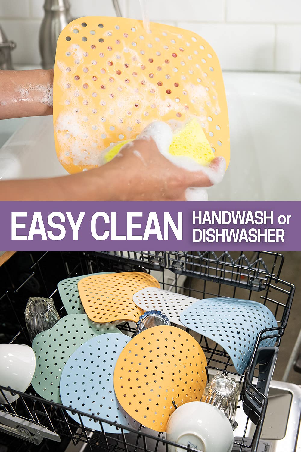 Air Fryer Silicone Liners, Non-Stick, Easy Clean, Reusable Air Fryer Liner Mats Accessories 8.5” SQUARE (2-Pack) “FUZZY PEACH” Fits most air fryer models