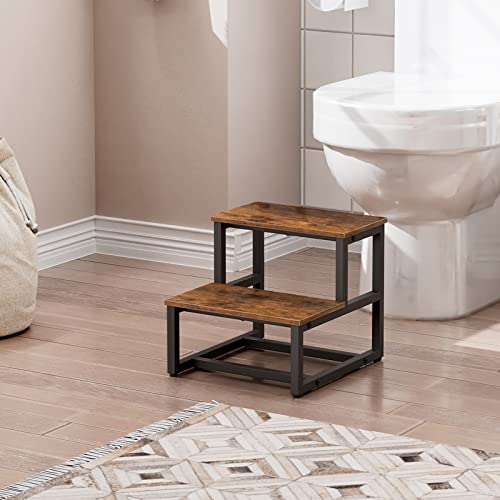 HOOBRO Kid's Step Stool, Toddler Step Stool, Holds Up to 500 lb, Kids Potty Training Wooden Stool, for Bathroom, Kitchen, Bedroom, Sturdy and Stable, Rustic Brown BF12JD01