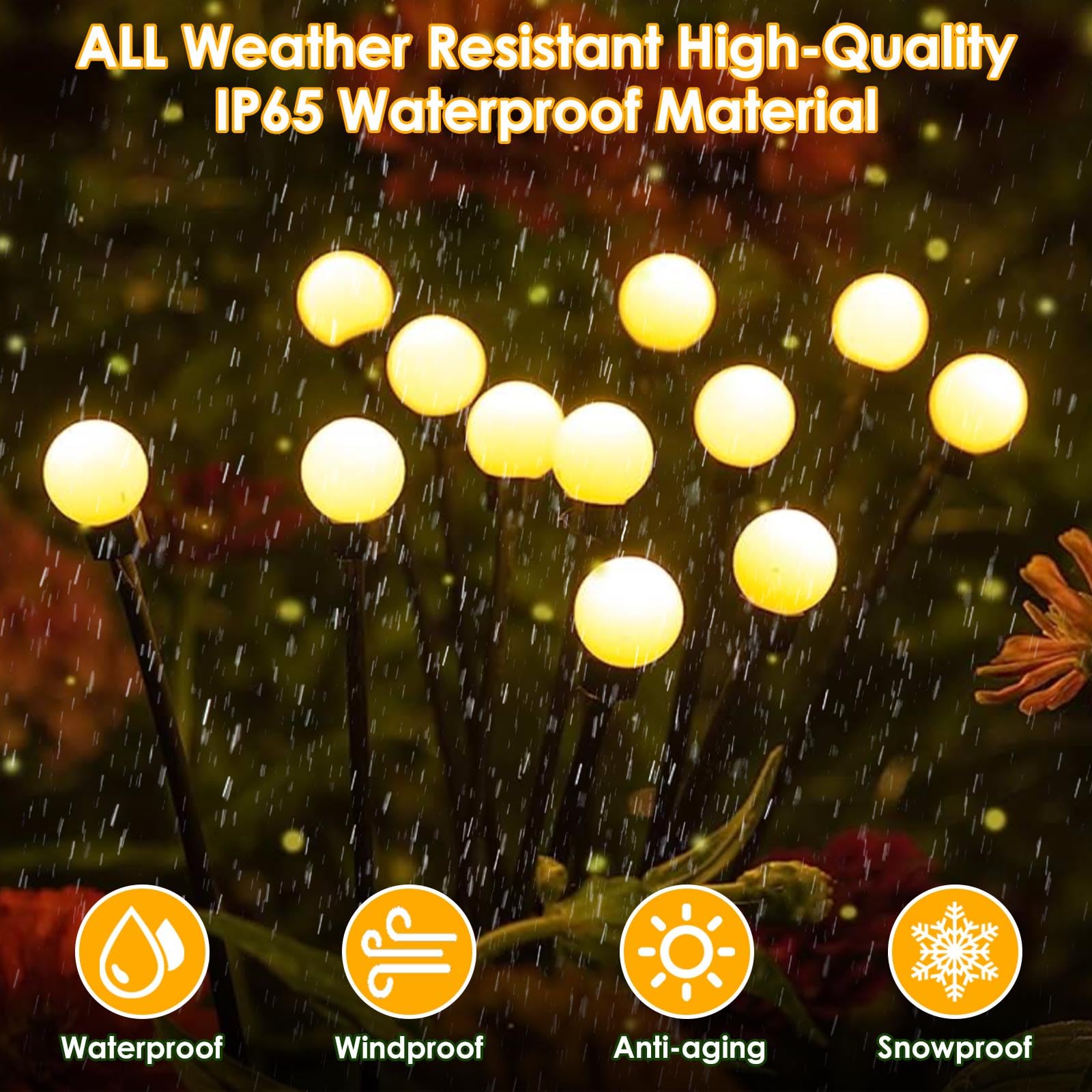 8-Pack Solar Garden Lights (Upgraded Long Lasting), 64 LED Firefly Solar Lights for Outside, Waterproof Swaying Solar Powered Yard Lights for Patio Garden Decor Pathway Xmas Decorations (Warm White)