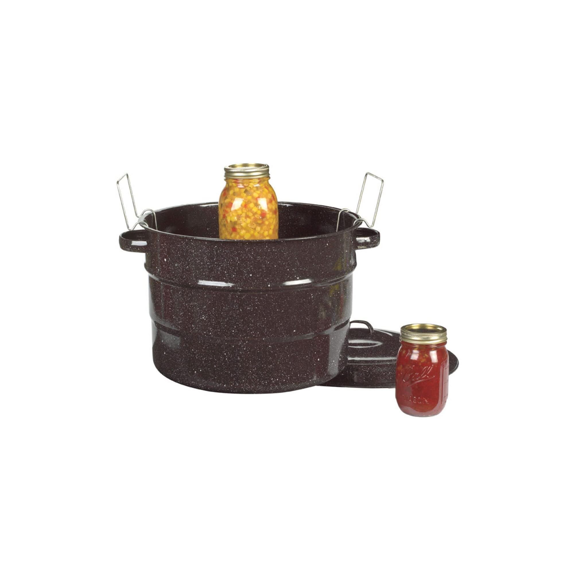 Granite Ware Water Bath Canner with Collapsible Jar Rack, 33 Quarts - Durable Enamel Steel Pot for Efficient Canning & Cooking, Non-Stick Surface - Safe for Gas & Electric Stovetops (Speckled Black)