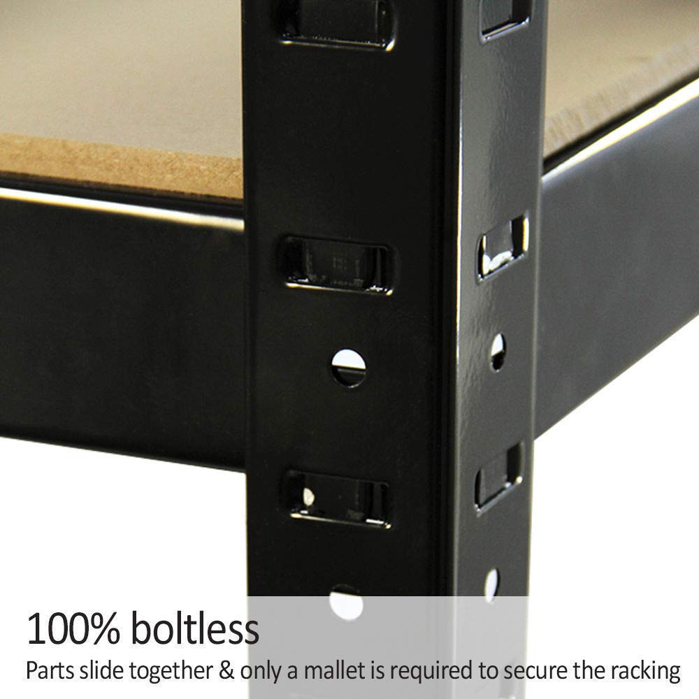 AUTOFU 4-Tier Utility Shelves, Garage Shelving Unit, Metal Storage Shelves, Adjustable Storage Racks, Heavy Duty Shed Shelf, Kitchen Racking - Black, 64" x 31" x 16"