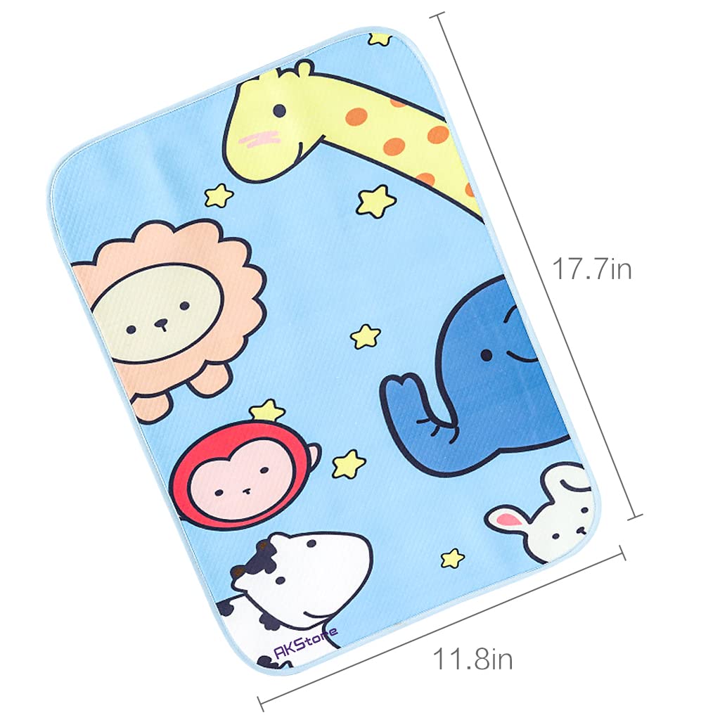 AKStore Toddler Mattress Pads Waterproof Bedsheet(Blue-Zoo, Small)