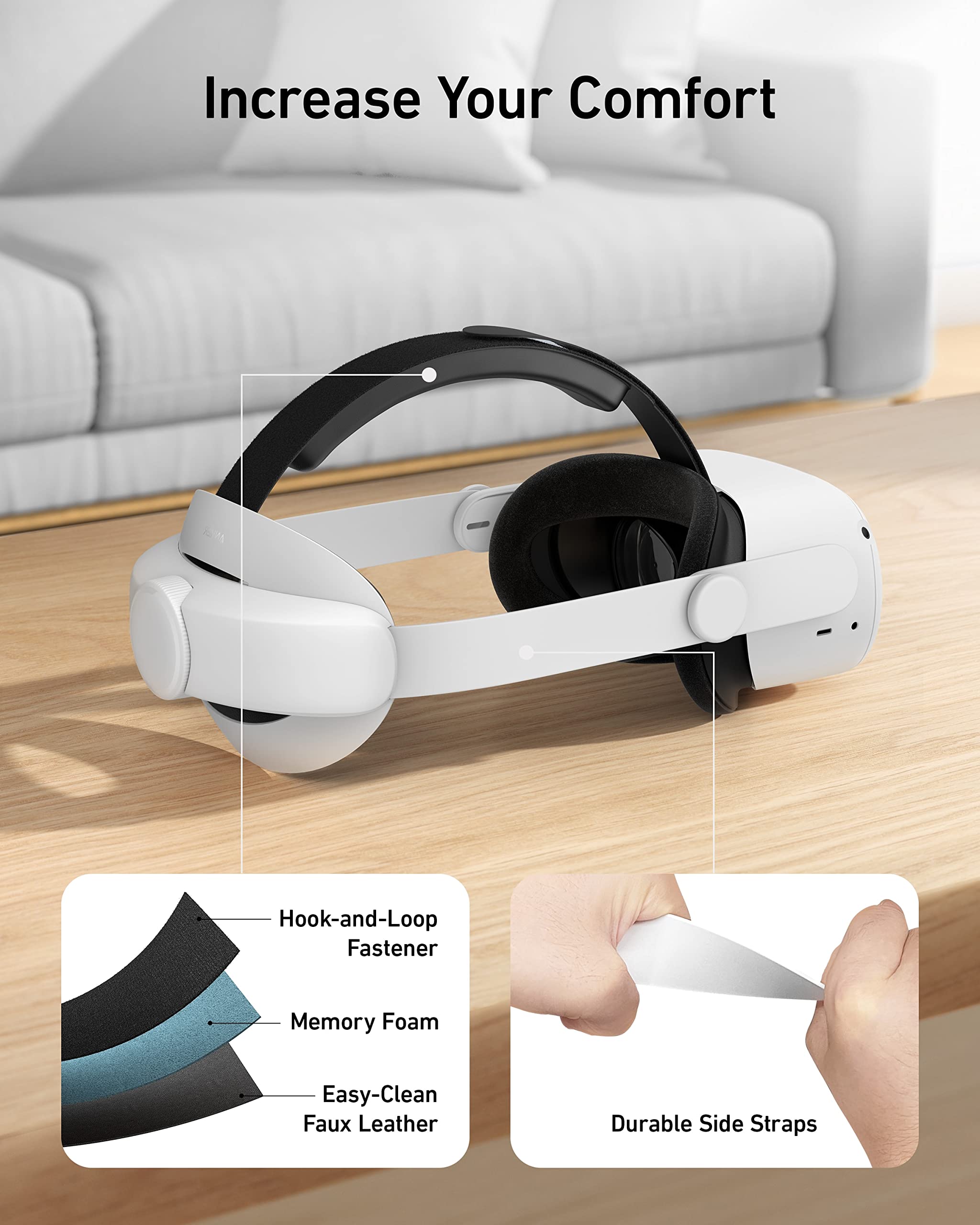 Anker Head Starp Compatible with Oculus Quest 2, Easily Switch Between Virtual and Reality, Adjustable Size for Using, Replacement Parts Kit for Anker Charging Dock for Oculus Quest 2