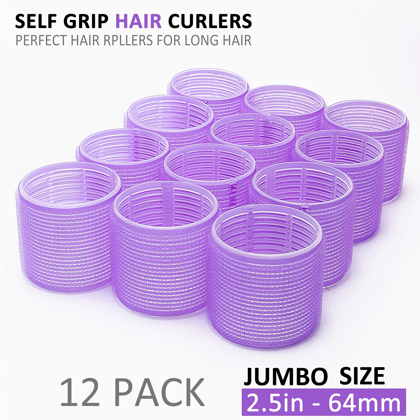 Jumbo Size Hair Roller sets, Self Grip, Salon Hair Dressing Curlers, Hair Curlers, 2 size 24 packs