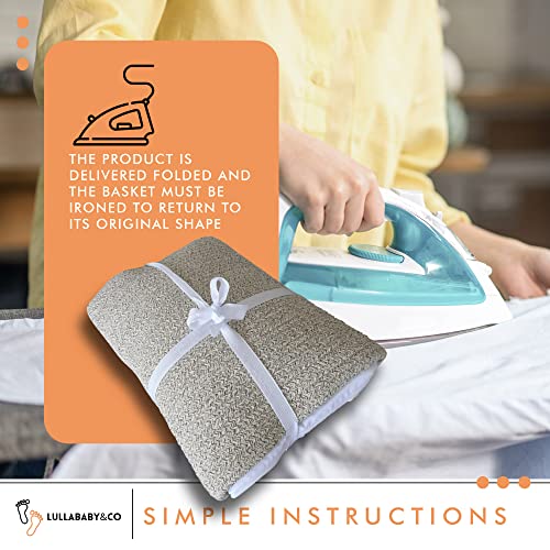 Lullababy and Co Baby Changing Basket with Two Covers β Practical Basket with Foam Pad β Cotton Rope Diaper Changing Station with Waterproof Cover - Changing Table Topper