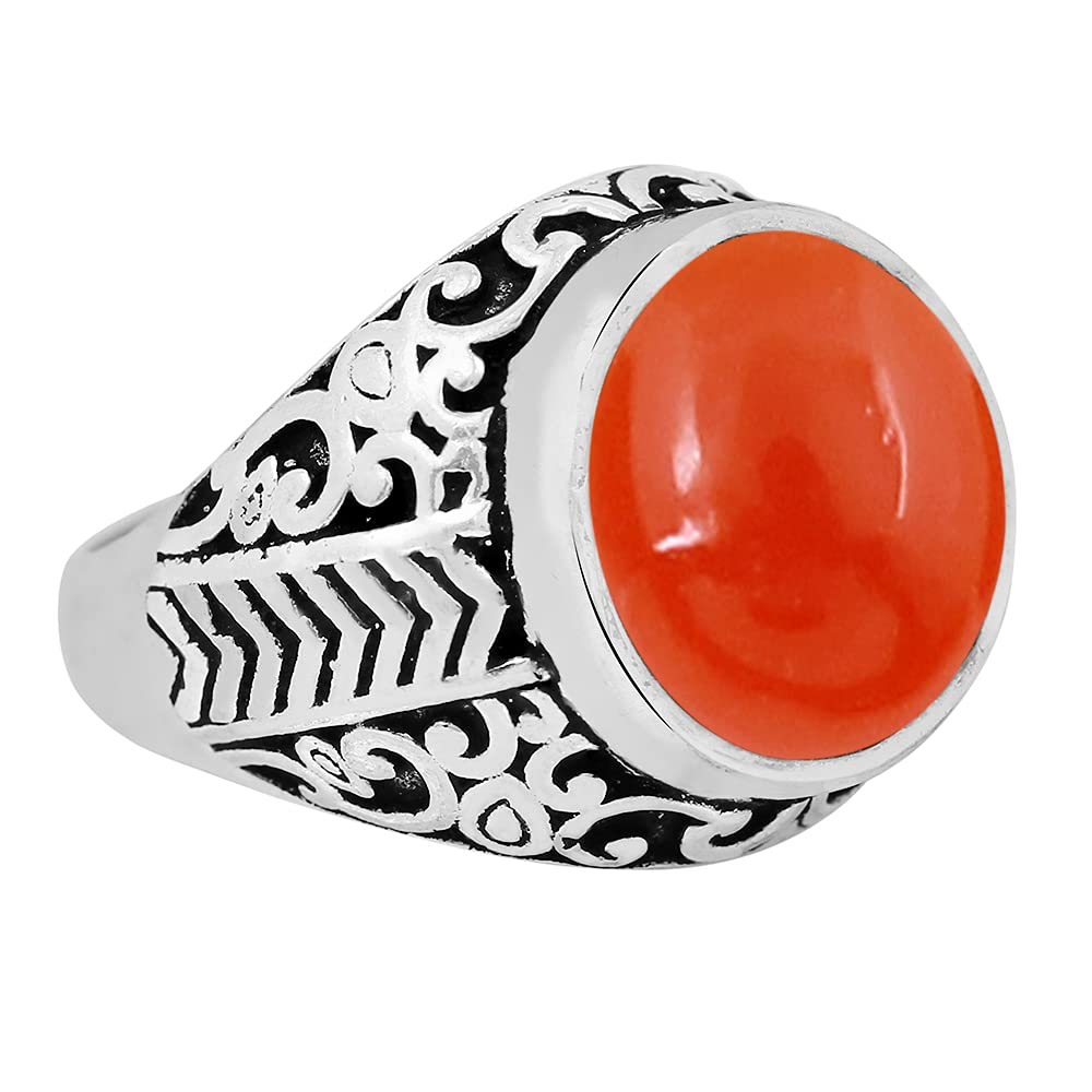 8,55 Cts Solitaire Natural Carnelian Ring 925 Silver Overlay Size 8 For Women, Orange Stone July Birthstone Ring Jewelry Gifts For Her