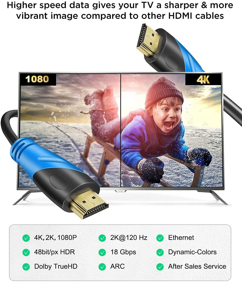 Rommisie 4K HDMI 100 FT Cable (HDMI 2.0,18Gbps) Ultra High Speed Gold Plated Connectors,Ethernet HDMI Cord, 4K@60HZ 2K 1080P 3D ARC Compatible with UHD TV Monitor Laptop Xbox PS4/PS5 ect(30m)